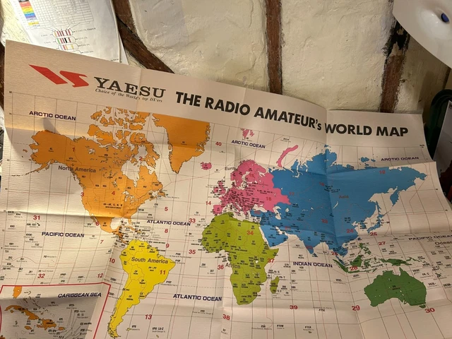YAESU RADIO AMATEURS World Map - original map - still wrapped £12.00 ...