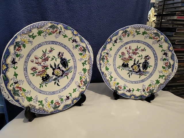 VINTAGE PAIR OF Matching Minton Chinoiserie Poonah Pattern 9.8" Plate ...