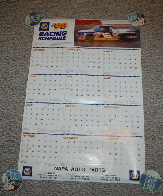 VINTAGE ORIGINAL NASCAR 1998 Racing Schedule Poster from Napa ...