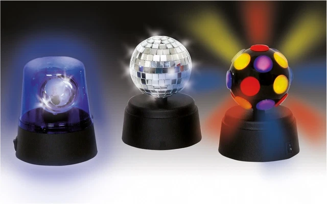 3 MINI PARTY Licht Kinder Disco Set Spiegel Ball Disco Fuzz Lights ...