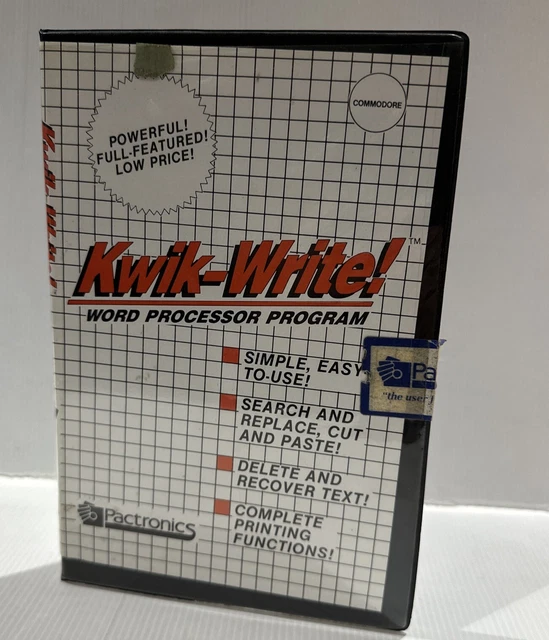 KWIK-WRITE WORD PROCESSOR Program C64 Commodore Floppy Disc $25.00 ...