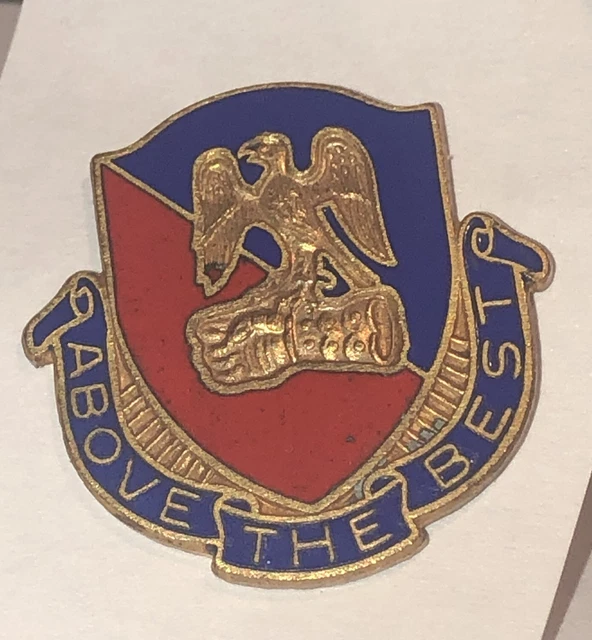 VINTAGE ARMY AVIATION Enamel “ABOVE THE BEST” Eagle Crest Lapel Hat Pin ...