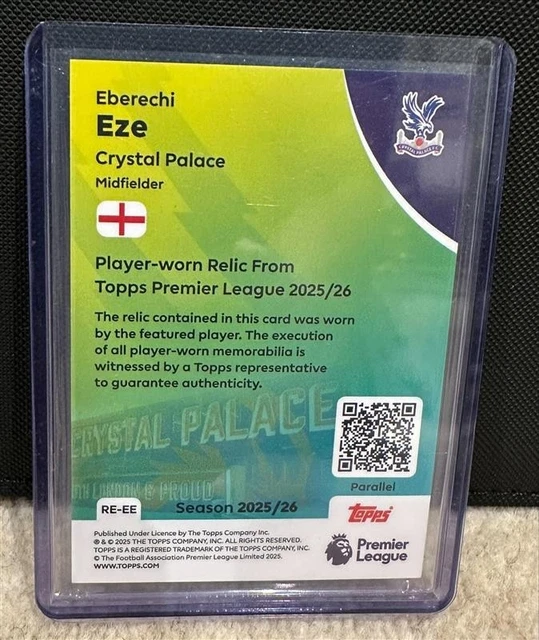 2025-26 TOPPS PREMIER League Eberechi Eze Player Worn Relic /199 ...