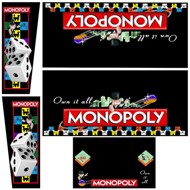 MONOPOLY PINBALL MACHINE CABINET Decal Set £147.84 - PicClick UK