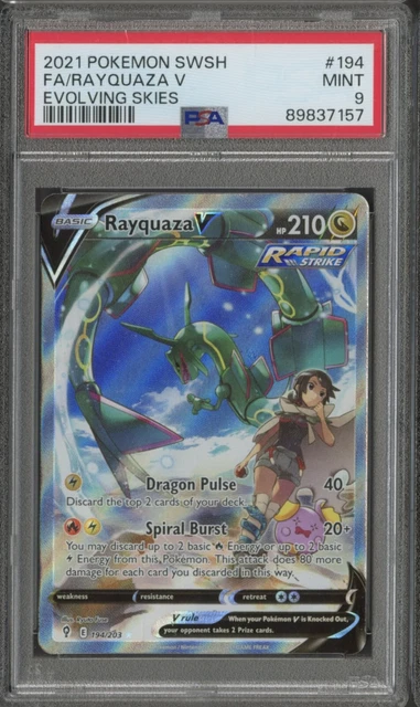 POKÉMON EVOLVING SKIES Rayquaza V Full Art Alt Art #194 PSA 9 EUR 80,00 - PicClick FR