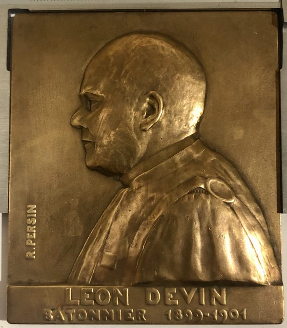 MÉDAILLE PLAQUE EN BRONZE R. PERSIN MEDAL ART DIMENSION 78 X 90 mm ...