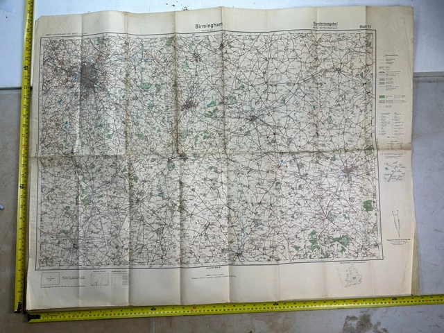 ORIGINAL WW2 GERMAN Army Map of England / Britain - Birmingham EUR 28 ...