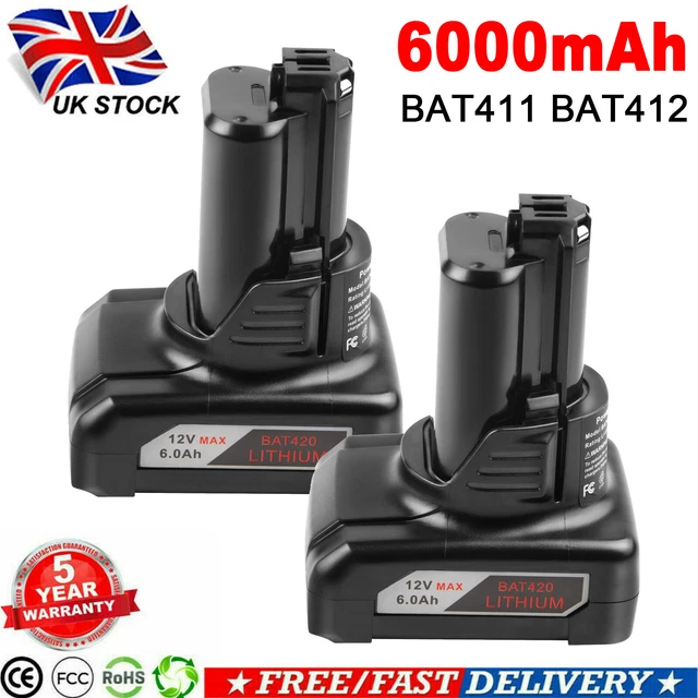 2X 6000MAH REPLACE For Bosch 12V Li-Ion Battery BAT411 BAT411A BAT412A ...