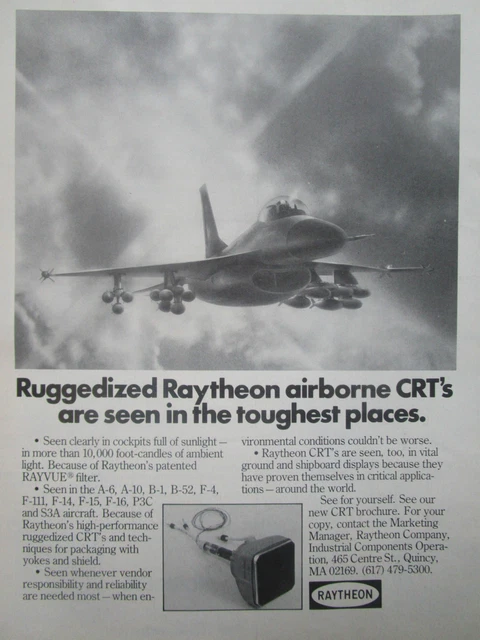 11/1977 PUB RAYTHEON Airborne Crt Rayvue Industrial Components F-16 ...