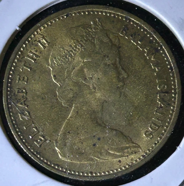 BAHAMAS 🇧🇸 1 Cent 1969 Coin KM# 2 -Elizabeth II, Starfish -GREAT ...