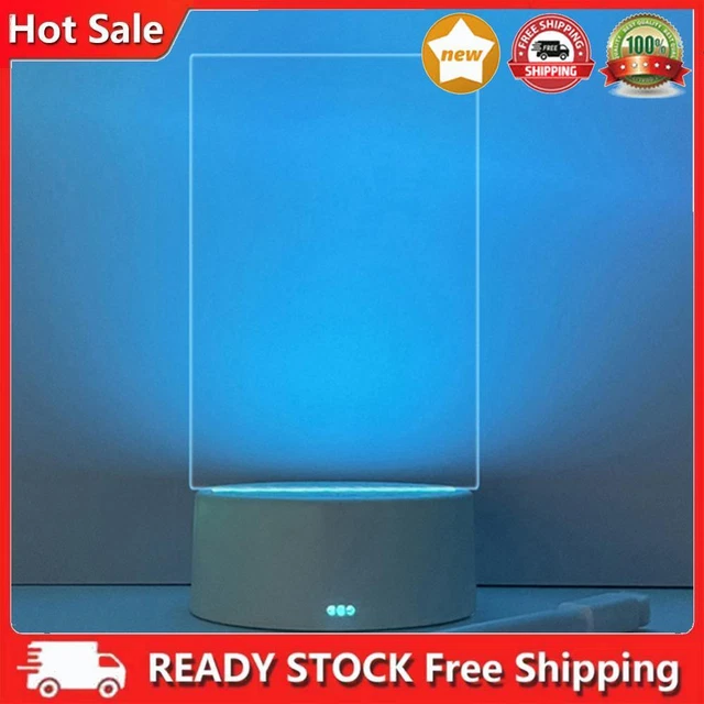 LED BEDSIDE LAMP Rewritable Acrylic DIY Message Board Light for Home ...