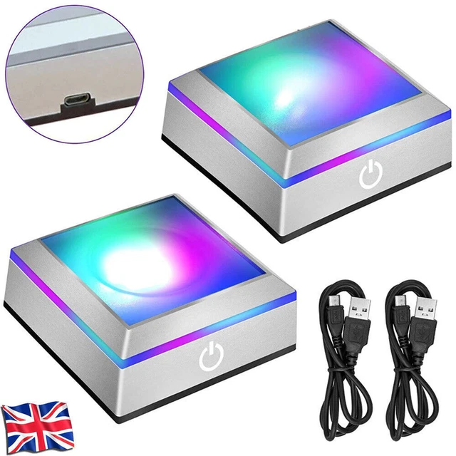 LED MULTI-COLOUR LIGHT Base Stand For Crystal Ornament Display 6 ...