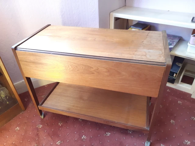 WOODEN 1960S MID century extending occasional tea hostess trolley table ...