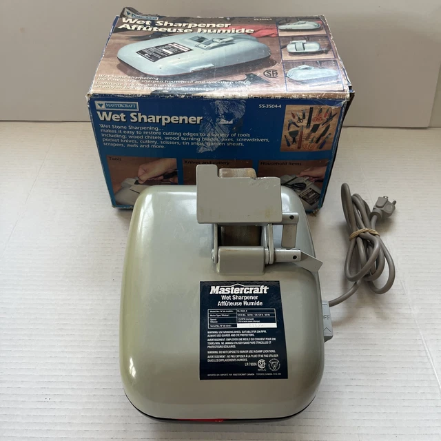 VINTAGE MASTERCRAFT ELECTRIC Wet Tool Sharpener Knives Scissors W/ Box ...