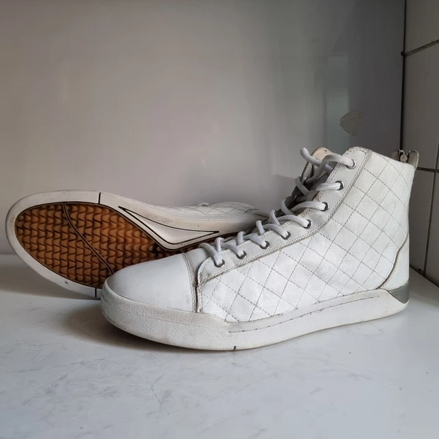 DIESEL DESIGNER UK 10 Eu 44 Mens White Real Leather Ankle Chelsea Boots ...