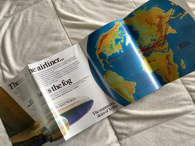 BRITISH AIRWAYS BA500/3/80 TRISTAR brochure / 8 fold poster Roz Hanby ...