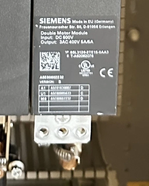 SIEMENS SINAMICS DUAL Engine Module 6SL3120-2TE15-0AA3 Version B $707. ...
