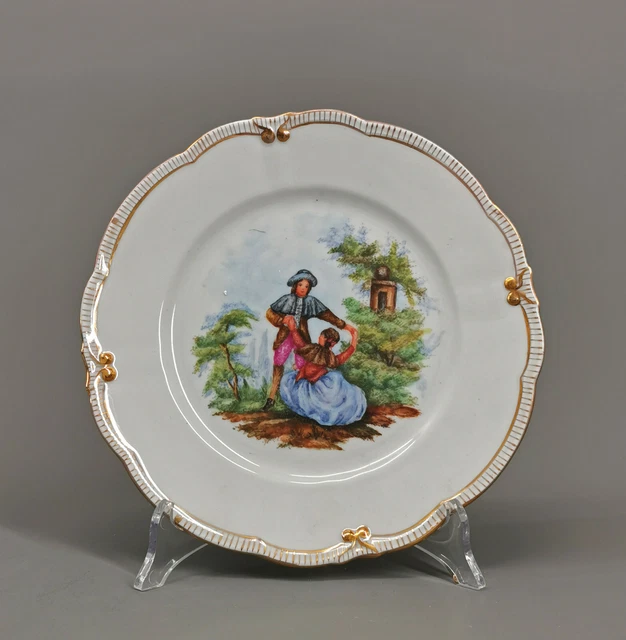 9140226 ASSIETTE SCÈNE de Watteau la Main Henneberg Porcelaine Thuringe ...