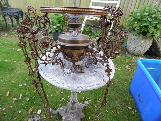 ANTIQUE COUNTRY HOUSE Cherub Ormulu? Old World Oil Lamp Electric ...