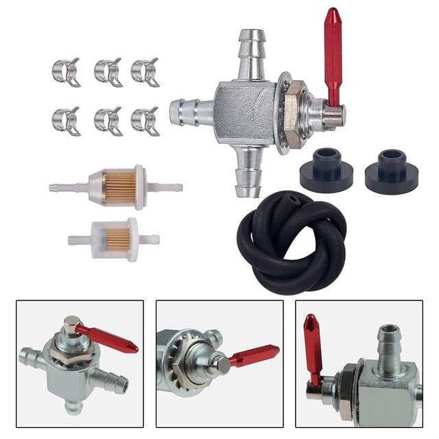 KIT STEEL FUEL Oil Gas Petcock Complete Package Dual Tank Configuration ...