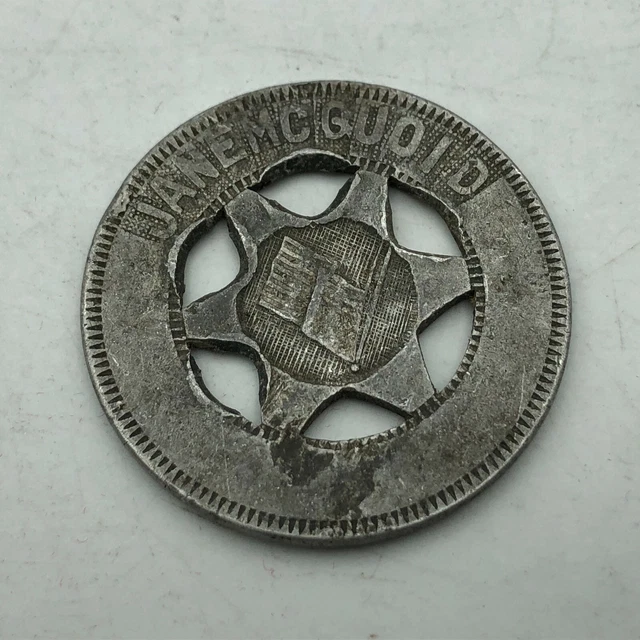 1923 JANE MCQUOID Good Luck Star American Flag Coin Token Geo Henne ...