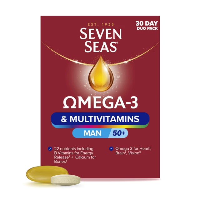 SEVEN SEAS OMEGA-3 and Multivitamins Man 50plus, 30-Day 60 Count (Pack ...