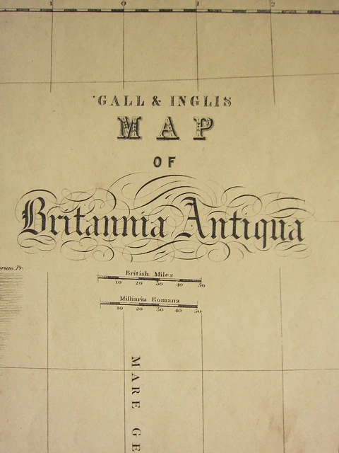 1850 GRAND MAIN Coloré Carte ~ Britannia Antiqua Brigante Demetae EUR ...