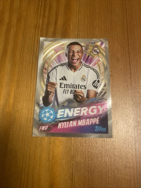 KYLIAN MBAPPE ENERGY TOPPS Sticker CL 2024/25 Real Madrid #521 Mint ...