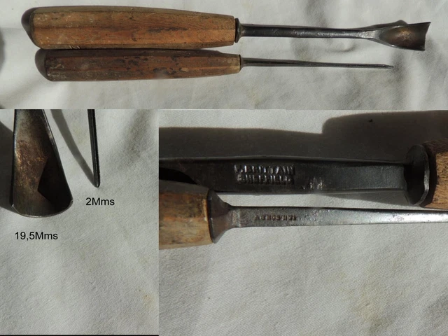 OUTIL ANCIEN, 2 GOUGES de Menuisier, ÉBÉNISTE, Sculpteur Britain ...