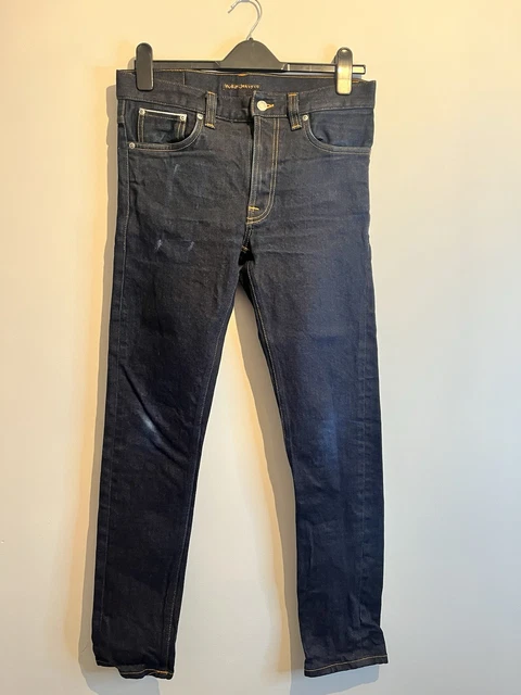 NUDIE JEANS LEAN Dean Dry True Selvage Size W30 L32 Dark Blue Navy Men ...