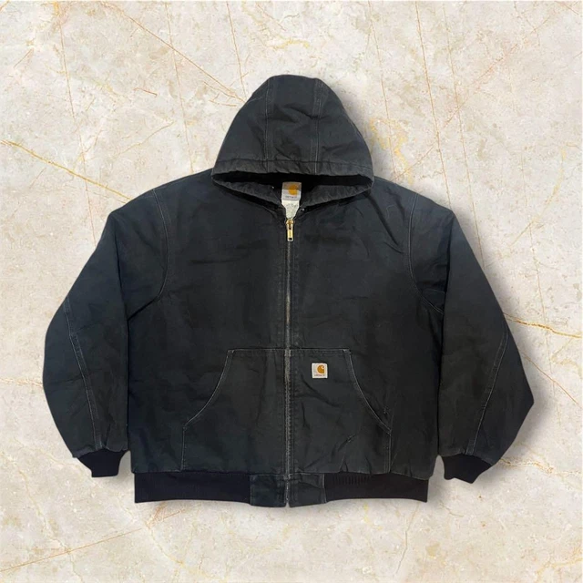 CARHARTT ACTIVE JACKET Black Fade Duck Fabric Made In Mexico No.ch417 £ ...