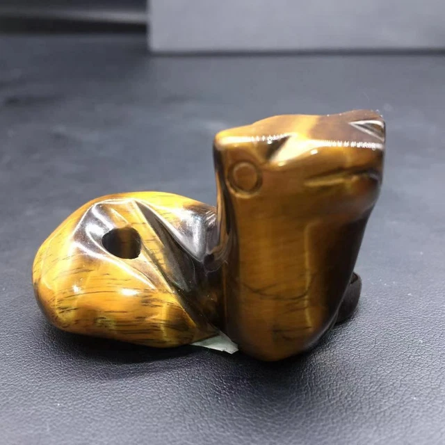 NATURAL TIGER EYE Stone Quartz Crystal Carved Snake Healing Reiki ...