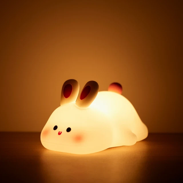 LED NIGHT LIGHT Cute Rabbit Animal Cartoon Silicone Lamp USB ...