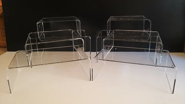 *8 SET MIXED Size* Clear Acrylic Perspex Display Stands,Plastic,Plinths ...