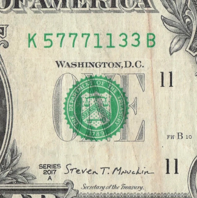 TRIPLE 7S DOUBLE 1s Double 3s Fancy Serial Number 1 Dollar Bill ...