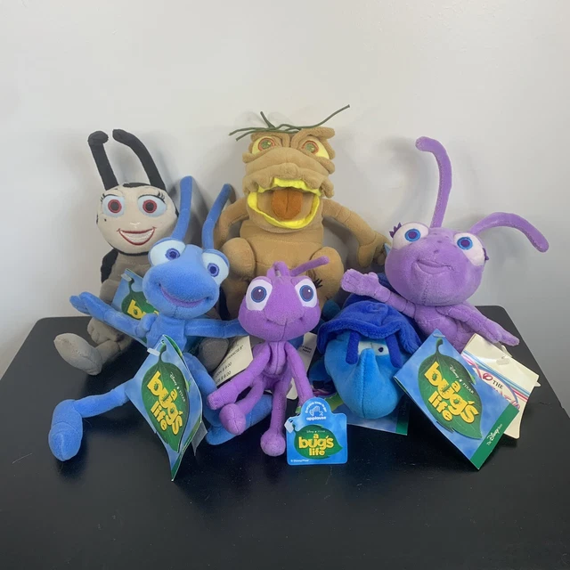 1990'S DISNEY STORE Pixar A Bugs Life Plush Flik Dim PT Flea 8" Lot Of ...