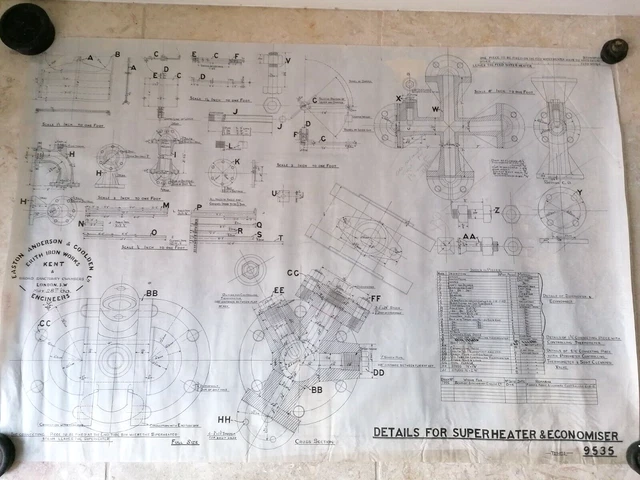AN ORIGINAL DRAUGHTSMAN'S/ENGINEERS technical drawing on linen paper ...