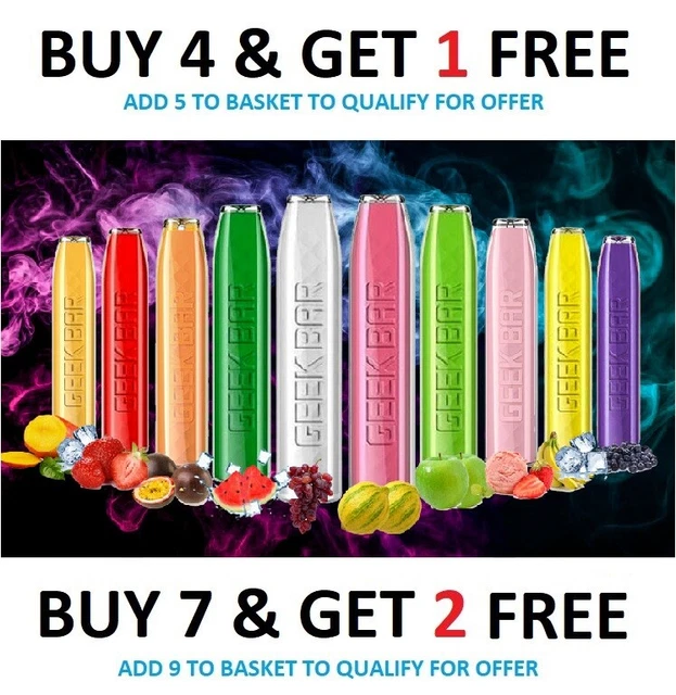 GEEK BAR DISPOSABLE Vape Pen E-Cig Pod Starter Kit 20mg 575 puffs ...