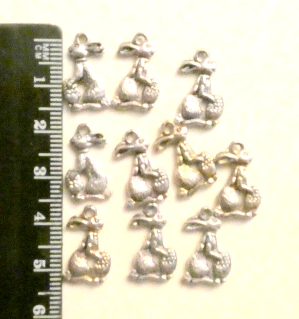 10 RABBIT DOUBLE-SIDED Charms Tibetan Silver Craft Jewellery making £2. ...