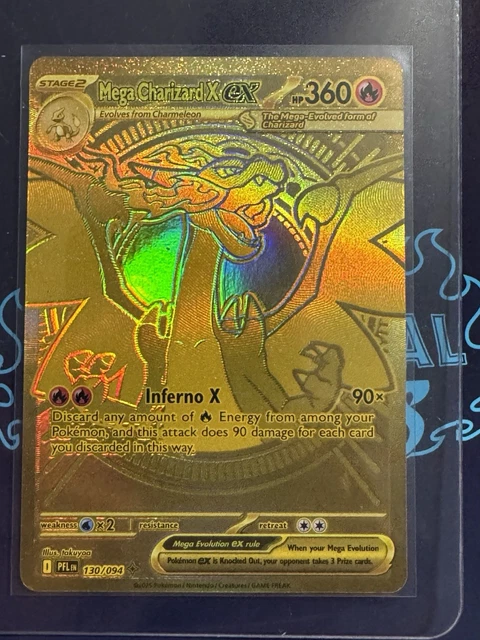 POKÉMON PHANTASMAL FLAMES Gold Mega Charizard X EX 130/094 Pack Fresh ...