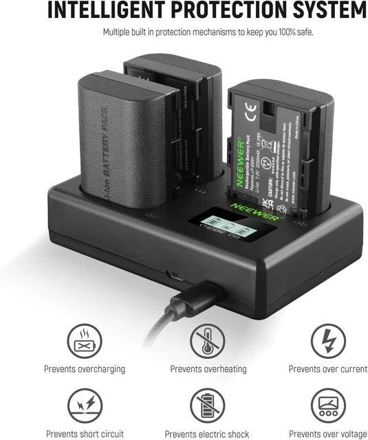 REPLACEMENT BATTERY AND Charger Set for LP-E6NH 3 Pack 2250mAh ...