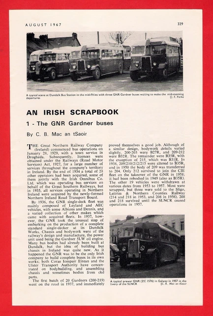BUSES MAGAZINE EXTRACT 1967 ~ GNR Gardner Buses - Great Northern ...