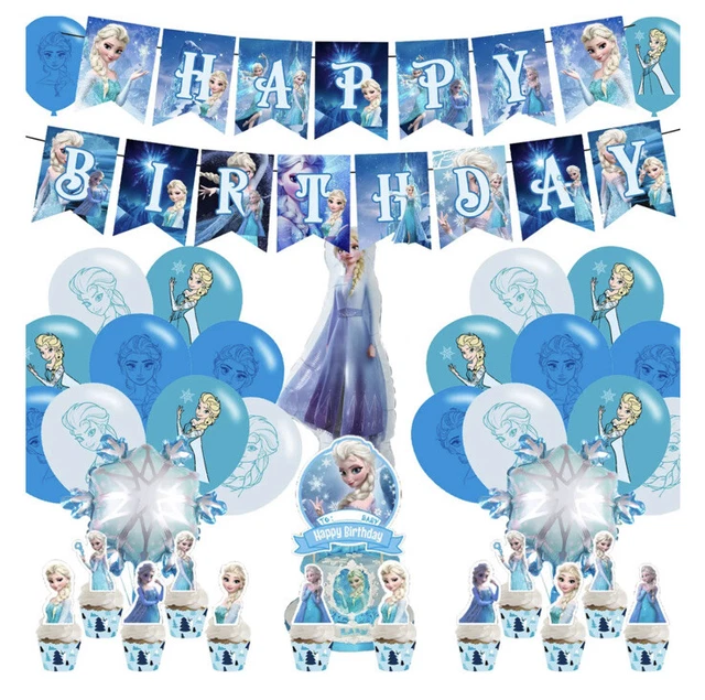 ELSA FROZEN BIRTHDAY Decorations Balloons Happy Birthday Banner Cake ...