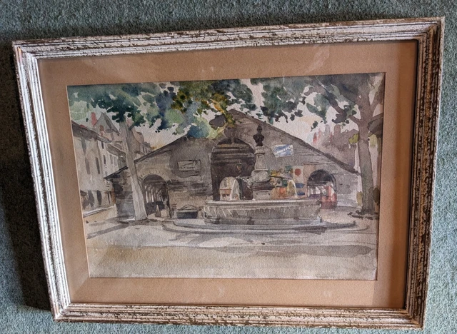 ANCIENNE PEINTURE AQUARELLE halles de Crémieu Isère Dauphiné peinture dauphinois EUR 45,00 ...