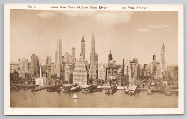 RPPC LOWER NEW York City NYC Skyline East River Skyscraper View c1930s ...