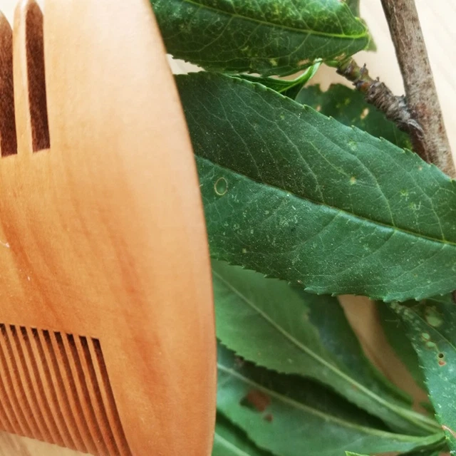WOODEN COMB NATURAL Peach Wood Super Narrow Tooth Wood Combs No Static ...
