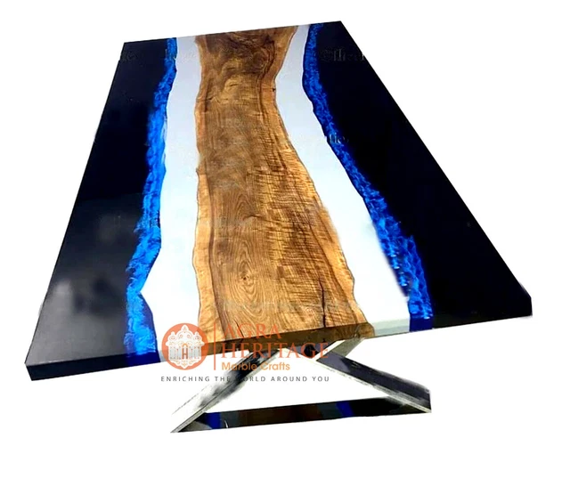 BLUE & BLACK Epoxy Table Top, Dining Center Table, Custom Order ...