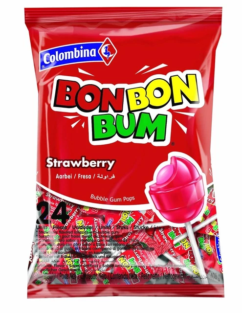 BON BON BUM Karneval Bonbon Fasching Lutscher Erdbeergeschmack 7 X 24 ...