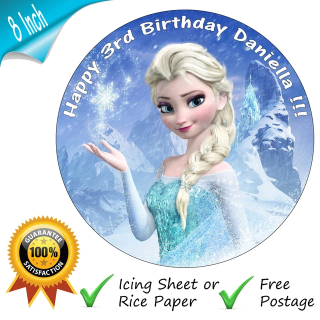 DISNEY FROZEN ELSA Birthday Cake Edible Round Printed Cake Topper ...