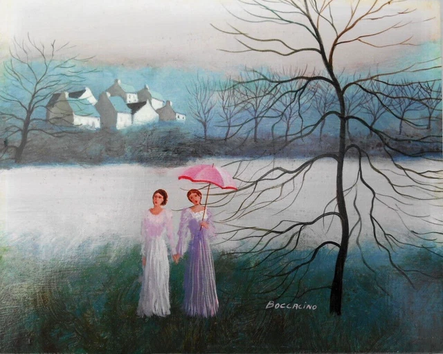 TABLEAU HUILE SUR panneau-Les 2 amies.Signé BOCCACINO. EUR 175,00 ...